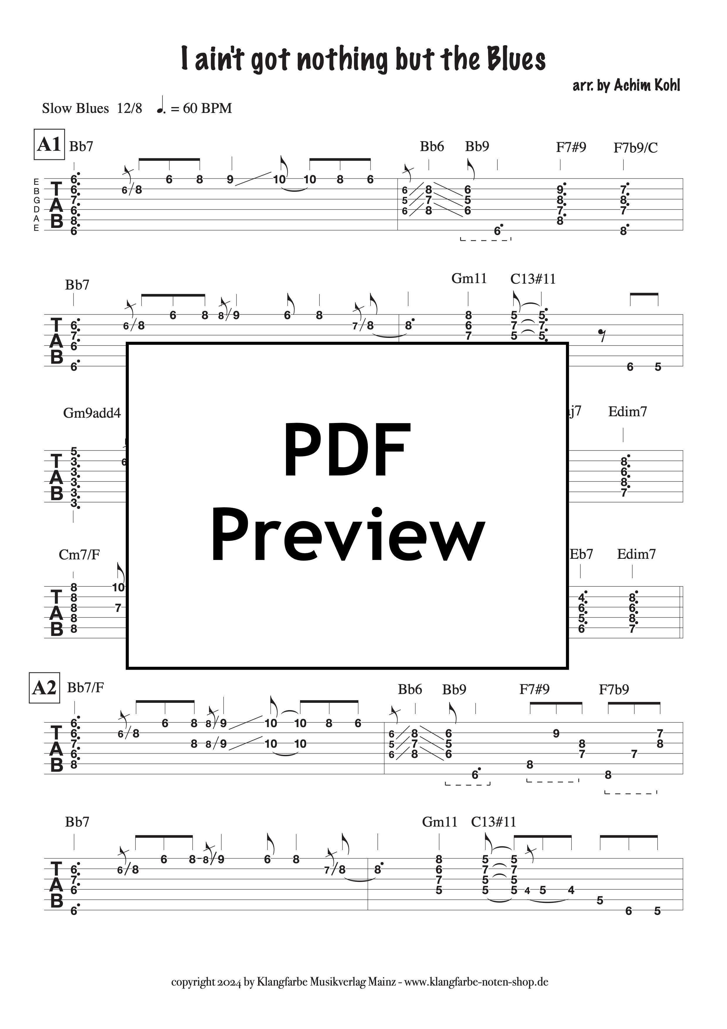 Klangfarbe Musikverlag Noten Shop - I ain't got nothing but the Blues ...